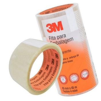 Fita adesiva transparente para embalagem 45 x 45mt 3m unidade - Fita ...