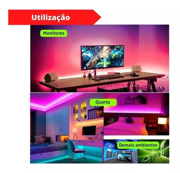 Fita de LED Pisca Pisca 5 Metros com controle remoto 300 LEDs RGB ...