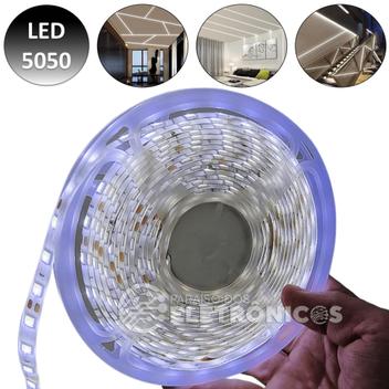 Fita Led Branco Frio Rolo 5m 300 Led Proteção Ip65 Para Casa, Escadas E ...