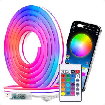 Fita Led RGB Mangueira Flexível 3m Fonte USB Quarto IP67 APP - Hxt ...