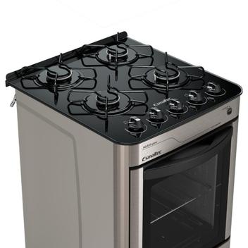 Fogão mesa de vidro Ágata Glass Inox, Bivolt - Esmaltec - Fogão 4 Bocas ...