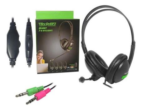 Fone De Ouvido Com Adaptador P2 Headset Com Microfone Preto - TECDRIVE - Headset Gamer ...