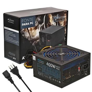 Fonte ATX 400W Bivolt com Cabos Protegidos, Ventilador Silencioso e ...