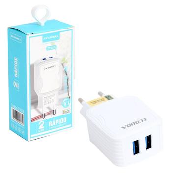 Fonte Carregador de Parede Carga Rápida Ecooda 2 USB 5.1A ZY028 - Carregador de Celular ...