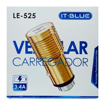 Fonte Veicular Duas Entradas USB 3.4A It Blue LE-525 - Carregador Veicular para Celular ...