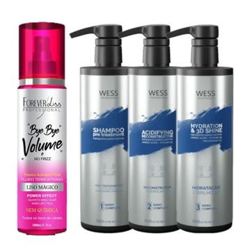 Forever Liss Bye Bye Liso Magico + Wess Kit Nano Sel. 500ml - FOREVER/WESS - Kit de Tratamento ...