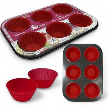 Forma Antiaderente Com Forminhas de Silicone Para 6 Pão de Queijo e ...