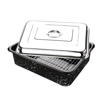 Forma Assadeira Esmaltada Alta Tampa Inox Grelha Forno Carne - Zanella ...