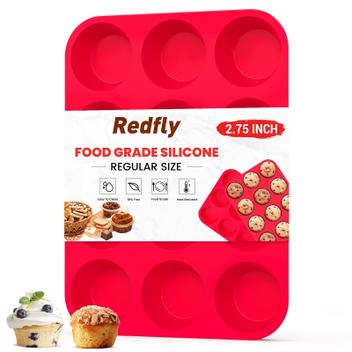 Forma de Muffin de Silicone Redfly - 12 Xícaras, Tamanho Normal - Forma ...