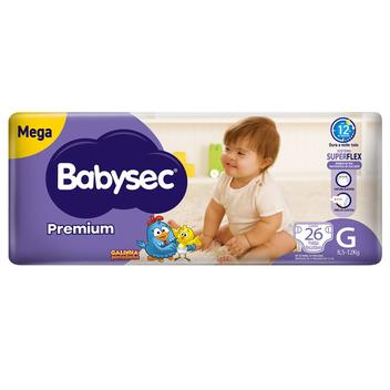 Fralda Baby Premium Mega G 26 Unidades - Babysec - Fralda Descartável ...