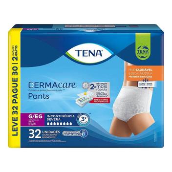 Fralda Descartável Adulto Tena Pants Dermacare Tam G/EG - 3 Pct c/ 32 Fraldas - Tot 96 Tir (Lev ...