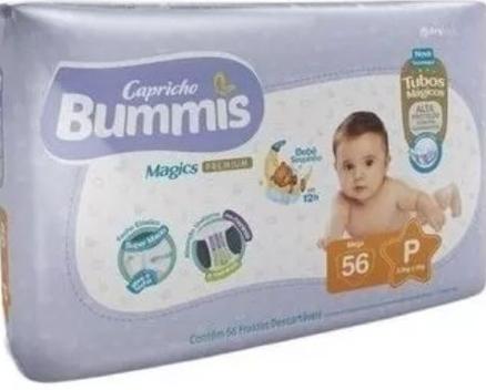Fralda Infantil Bummis Magics Premium P 3,5 e 5kg pacote com 56 ...