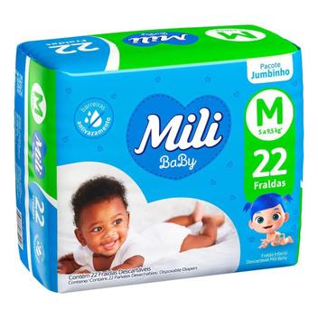 Fralda mili baby infantil m de 5 a 9,5 kg pacote jumbinho 24 unidades ...