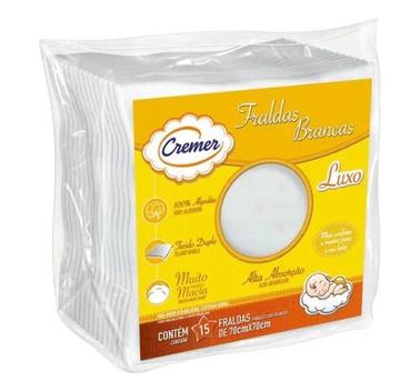 Fralda Pano Branca Suave Absorve Cremer Alta Durabilidade 15 Un ...
