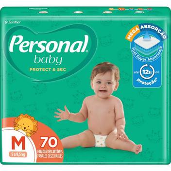 FRALDA PERSONAL BABY PROTECT HIPER M 70 unidades - Fralda Descartável ...