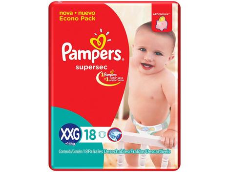 Fraldas Pampers Supersec Pacotão XXG - 18 Unidades - Fralda Descartável ...