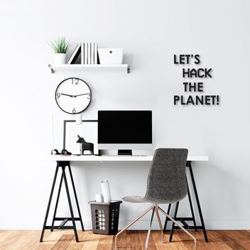 Frase de Parede Dev Let's Hack The Planet 60x53 Preto Preto - Casa do Arquiteto - Adesivo de ...