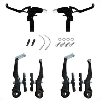 Freio V-brake Para Bicicleta C/ Manete Alumínio Polido Preto - Logan ...