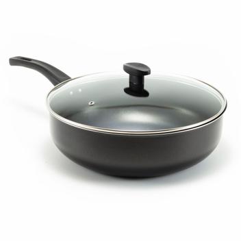 Frigideira Alta Wok Antiaderente 30 Cm Tampa De Vidro Cor:Preto - Be ...