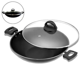 Frigideira Panela Wok Oriental Antiaderente Tampa Vidro 29Cm Não Gruda ...