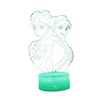 Frozen Princess Anna Elsa Olaf 3D LED Night Light Acrílico Ilusão ...