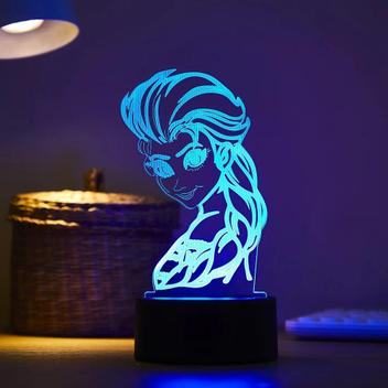 Frozen Princess Anna Elsa Olaf 3D LED Night Light Acrílico Ilusão ...