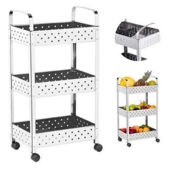 Fruteira Cesto Organizador Em Inox 3 Andares C/ Rodinhas - Praticidade e Elegância na Sua ...