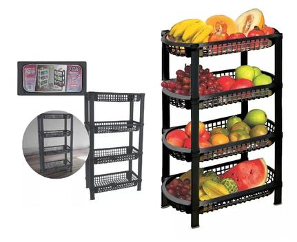 Fruteira Vertical 4 Andares Preta Multifuncional Cozinha - Compre Já ...