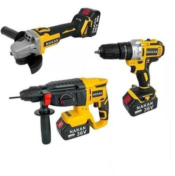 Furadeira Martelete Esmerilhadeira Parafusadeira 36V Nakan - Kit ...