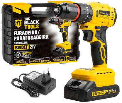 Furadeira Parafusadeira A Bateria Profissional 21v Brushless - The Black Tools - Parafusadeira a ...