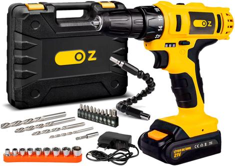 Furadeira Parafusadeira De Impacto 21v Com Maleta - Oz - Furadeira ...