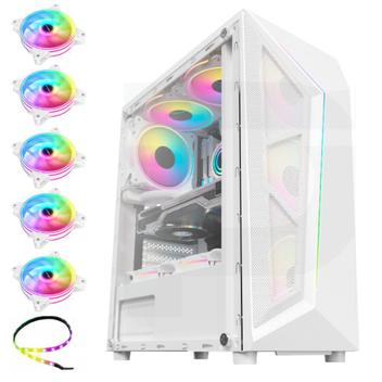 Gabinete Branco Pc Gamer Com 5 Fans Rgb Inclusas Tampa Vidro - Hayom ...