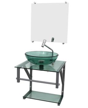 Gabinete De Vidro Verde 40Cm Ac Com Cuba Redonda - Cubas E Gabinetes ...