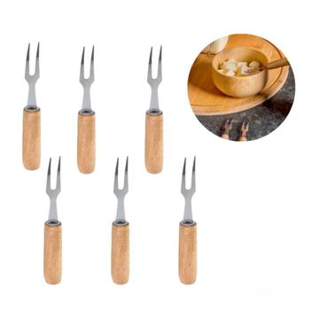 Garfinho De Petisco 6 Peças Churrasco Cabo Madeira Foundie - RT - Garfo ...