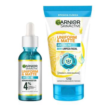Garnier Adeus Acne Kit - Limpeza Facial 3 em 1 + Sérum Antiacne ...