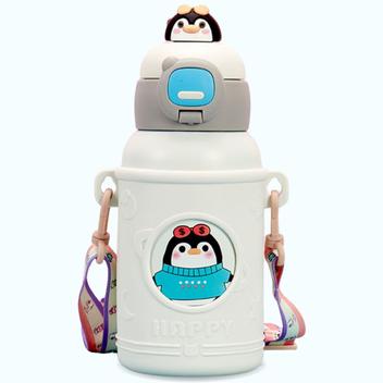 Garrafa De Água Infantil 500ml com canudo de silicone garrafinha ...