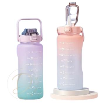 Garrafa de Água Motivacional de 2 Litros (2000ml) sem BPA - Com Canudo ...