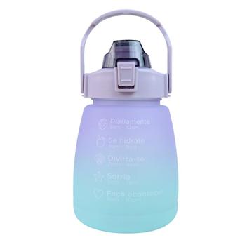 Garrafa de plástico redonda com canudo e alça tie dye 1200ml - EQP ...