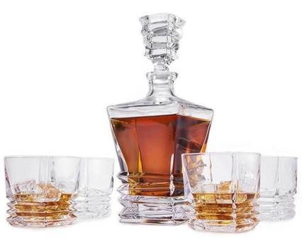 Garrafa Decanter Vidro Whisky/Licor 930Ml+6 Copos Superluxo - Vaheron Do Brasil - Garrafa ...
