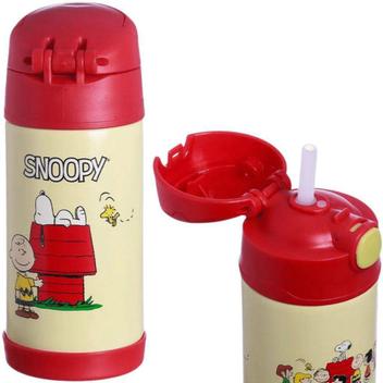 Garrafa Snoopy Térmica Infantil Metal Com Canudo De Silicone 400ML Oficial Peanuts - Zona ...