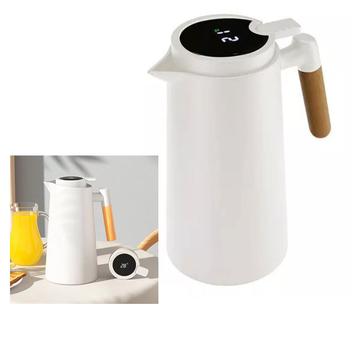 Garrafa Termica 1 Litro Nordica Termometro Cabo Madeira Conserva Bebida ...