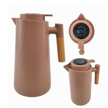 Garrafa Térmica Termometro Digital 1L Café Chá Nórdica Com Cabo Madeira ...