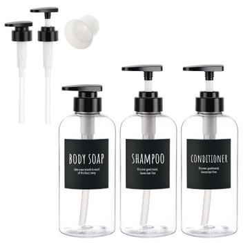 Garrafas de banho Segbeauty, 3 pacotes de 500 ml com 2 bombas extras ...