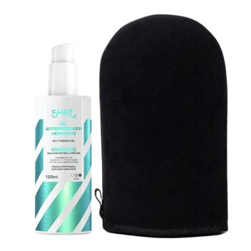 Gel Autobronzeador Médio Hidratante 120ml + Luva Aplicadora Skelt ...