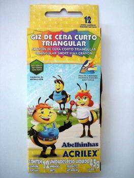 Giz de Cera 12 Cores Gizão Curtom Acrilex - Giz de Cera - Magazine Luiza