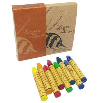 Giz de cera de abelha bastão kit 8 cores primarias basicas - APISCOR - Giz de Cera - Magazine Caboge