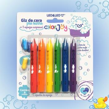 Giz de Cera Para Banho 6 Cores +2 Esponjas Surpresas ColorJoy - Leo&Leo ...