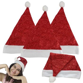 Gorro Natal Brilhante Papai Noel Cintilante Natalino Kit 4 Uni Festa ...