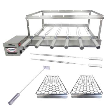 Grill Combo Inox Churrasqueira Elétrica Giratória 6 Espetos - Brasa ...