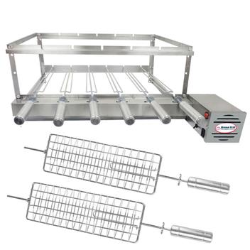 Grill Inox Churrasqueira Elétrica Giratória 6 Espetos Bi Volts Brasa ...